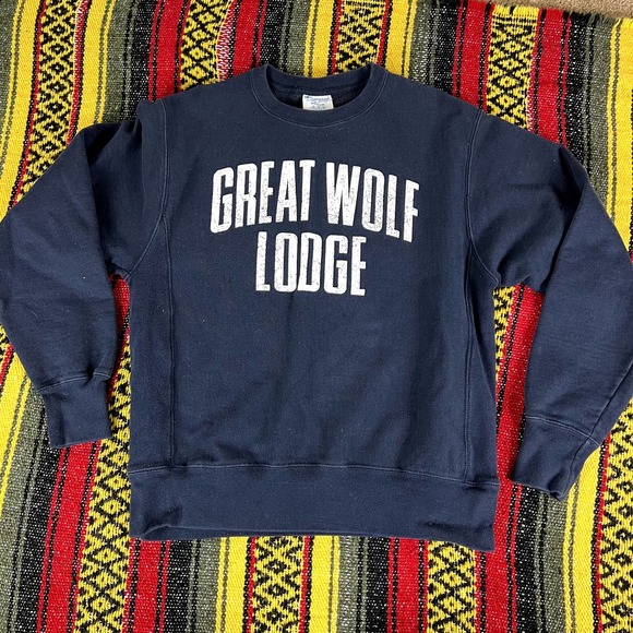 Champion | Shirts | Champion Reverse Weave Medium Navy Great Wolf Lodge ...